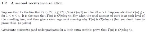 Solved 1 2 A Second Recurrence Relation Suppose That For The Chegg Com