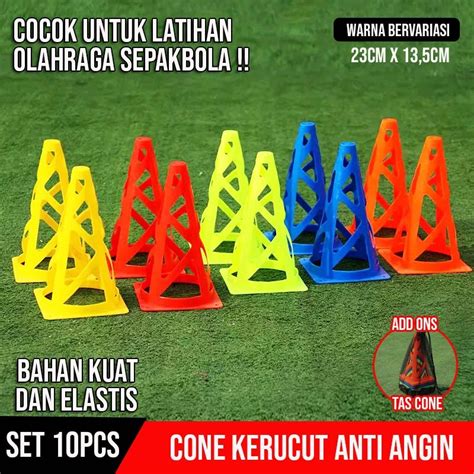 Jual [366sp] Set 10 Pcs Cone Kerucut Anti Angin Cona Latihan Olahraga Cona Sepakbola Kuat Dan