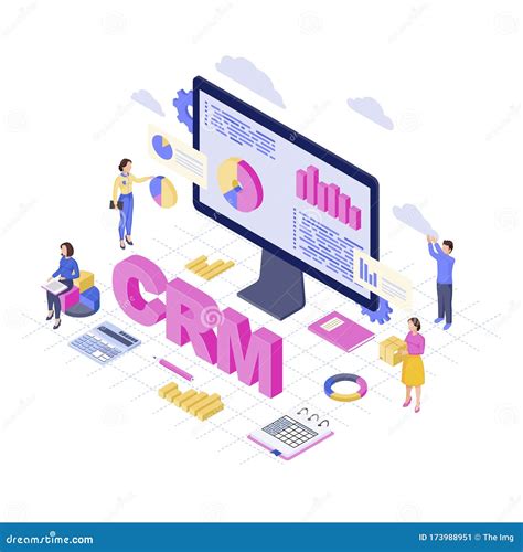 Crm Software Platform Isometric Vector Illustration Client Data