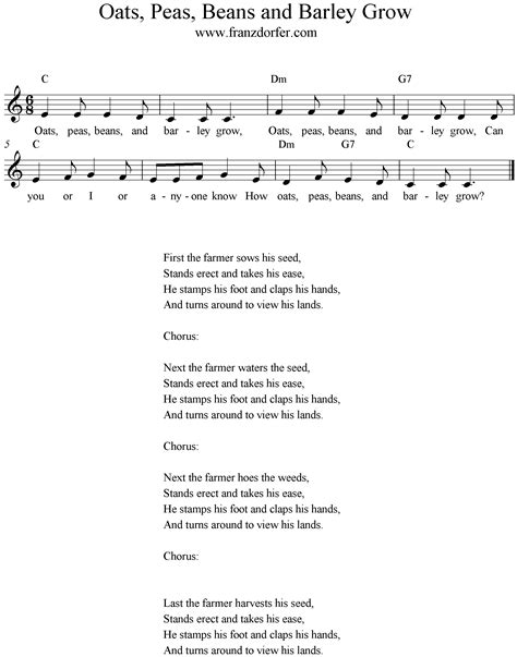Oats Beans And Barley Grow Lyrics At Georgia Farber Blog