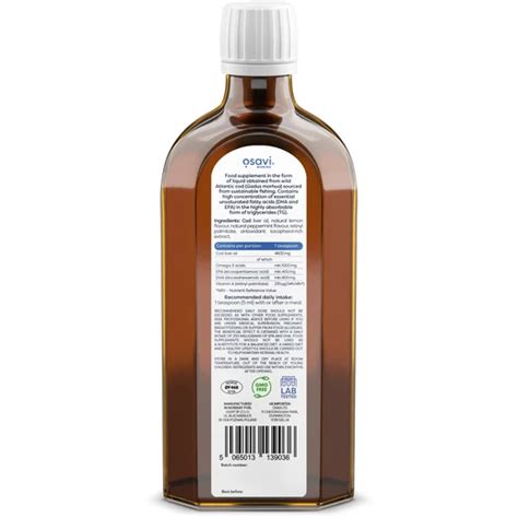 Osavi Norwegian Cod Liver Oil 1000mg Omega 3 Lemon Mint