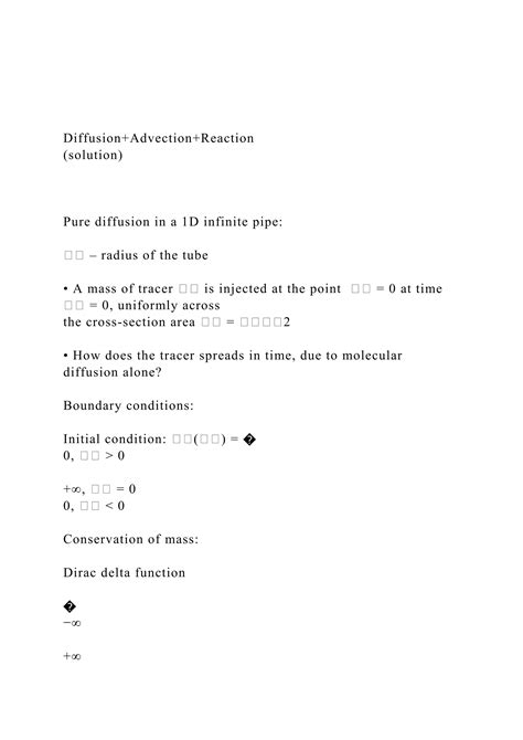 Diffusionadvectionreactionsolutionpure Diffusiondocx