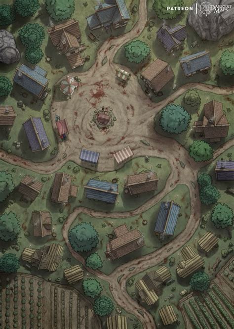 Farmer Village 59x42 Darkest Maps Fantasy City Map Dnd World Map