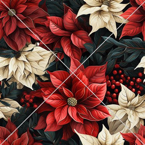 Red Pointsettia Digital Backgrounds Tiles Fabric Repeatable Etsy