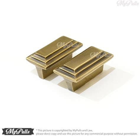 185 In Solid Brass Retro Square Knobs Stack Drawer Pull Knob Cabinet Drawer Dresser Knobs