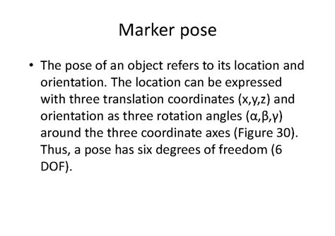 Marker Pose ARVR Notes Computer Engineering Marker Pose The Pose Of An Object Refers To