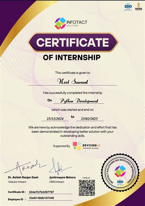 Softwaredevelopment Internship Pythondevelopment Neel Sawant