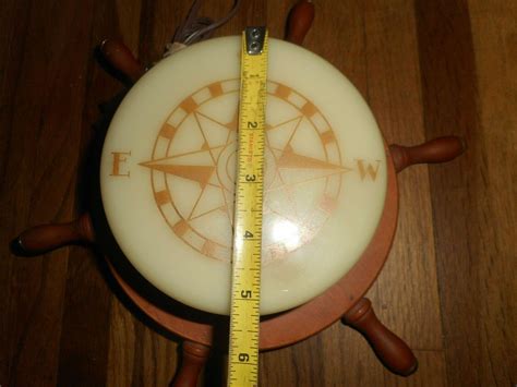 Vintage Antique Nautical Wall Or Ceiling Light Ship Wheel Compass Flush