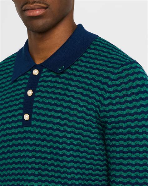 Casablanca Mens Mini Wave Knit Polo Shirt Neiman Marcus