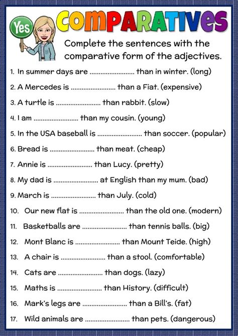 Comparatives Practice Worksheet