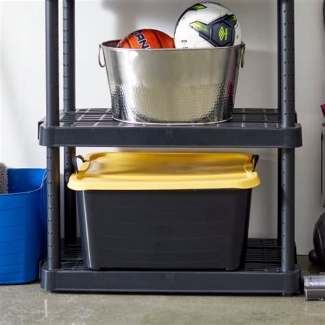 Life Story 55 Quart Plastic Stackable Storage Unit Bin Black And Yellow