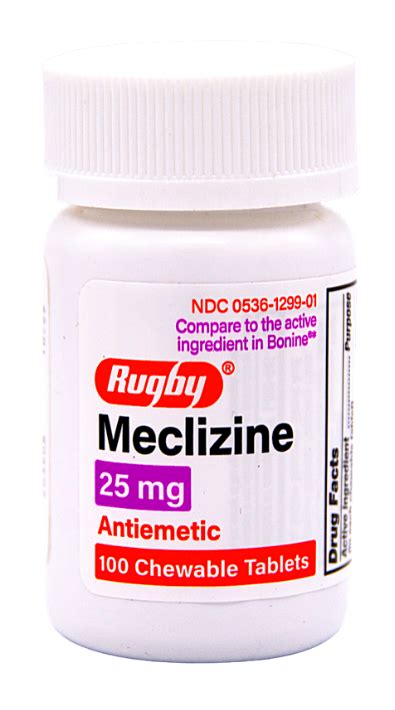 Rugby Meclizine 25mg For Motion Sickness Bonine