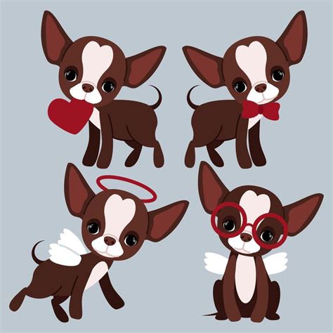 Set Of Cute Chihuahuas With Hearts For Valentines Day 55137271 Vector