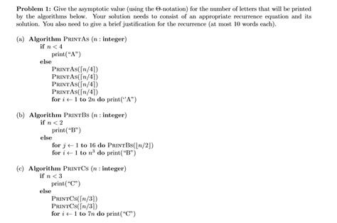 Solved Problem Give The Asymptotic Value Using The Chegg