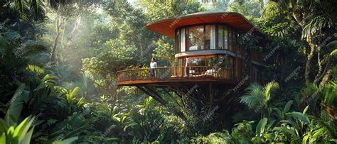 Luxury Treehouse Retreat In Costa Rican Rainforest Premium Ai