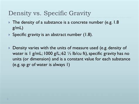 Difference Between Specific Gravity And Density Explain