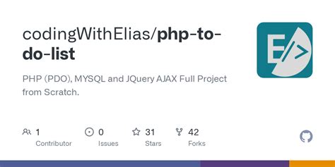 Php To Do List DB To Do List Sql At Master CodingWithElias Php To Do List GitHub