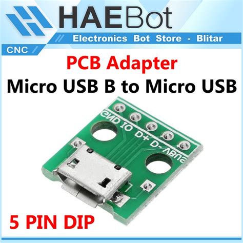 Jual Haebot Pcb Adapter Micro Mikro Usb B Port Female Dip Socket Connector Breakout Converter