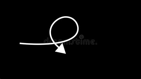 Looping Animation Of A Curved Moving White Arrow Pointing To The Right