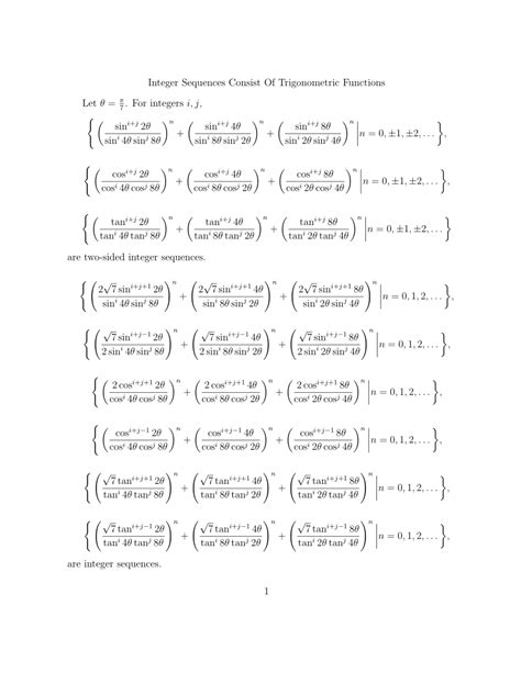 Pdf Integer Sequences Consist Of Trigonometric Functions