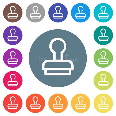 Stamp Outline Flat White Icons On Round Color Backgrounds Stock Vector Illustration Of Handle