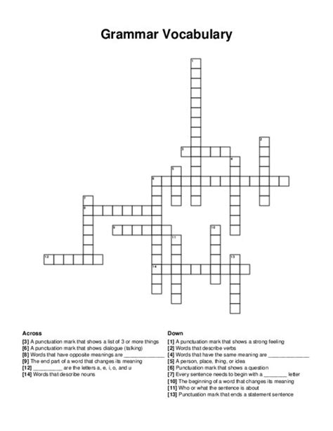 Angle Vocabulary Crossword Puzzle