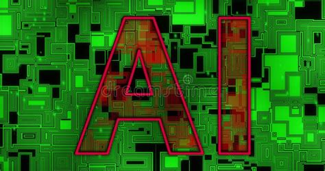 Animation Of Ai Text And Data Processing Over Computer Servers Stock