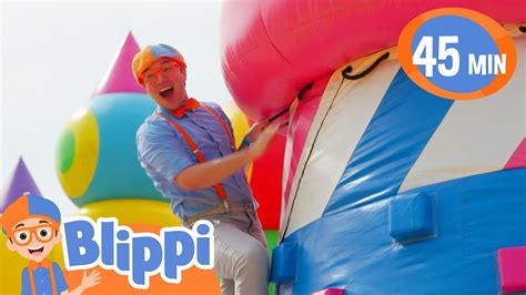 Blippi Climbs A Bouncy House With Fun Colors Blippi Educational