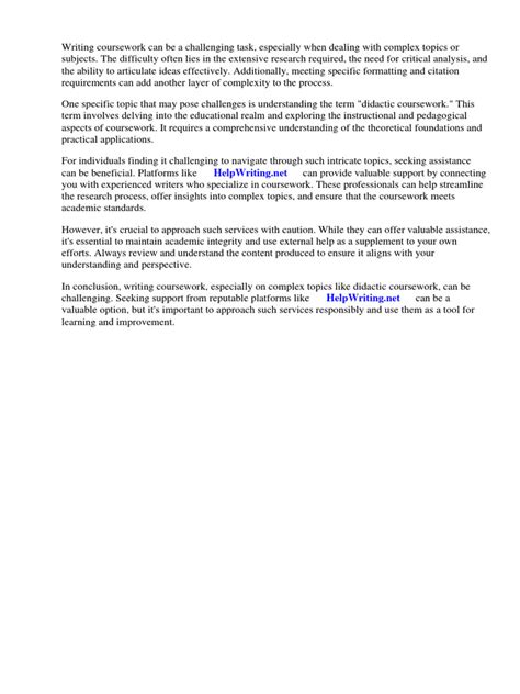 What Does Didactic Coursework Mean Pdf