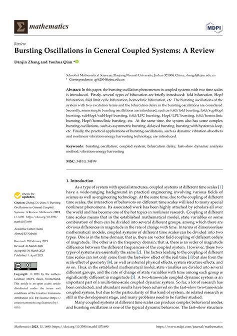 Pdf Bursting Oscillations In General Coupled Systems A Review