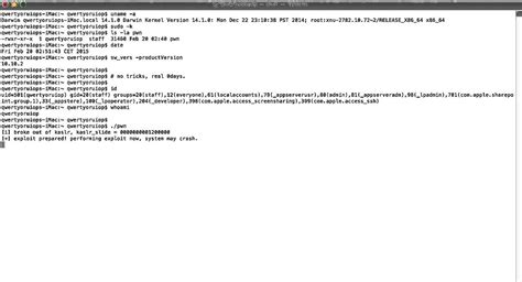 Mac Os X 10102 Local Privilege Escalation Exploit Kernel 0day Youtube