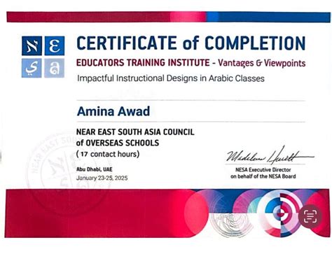 Amina Awad On Linkedin I Am Thrilled To Share That I Have Successfully Completed The Nesa… 10