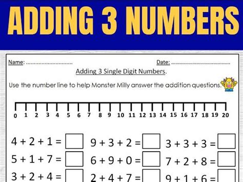 adding 3 single digit numbers teaching resources