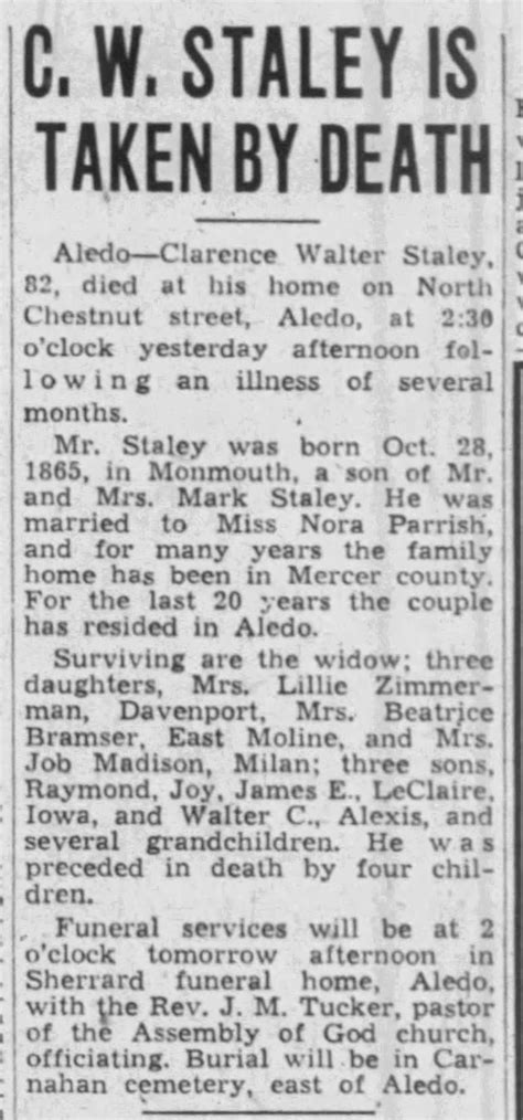 Clarence Walter Staley 1865 1948 Find A Grave Memorial