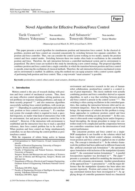 pdf novel algorithm for effective position force control