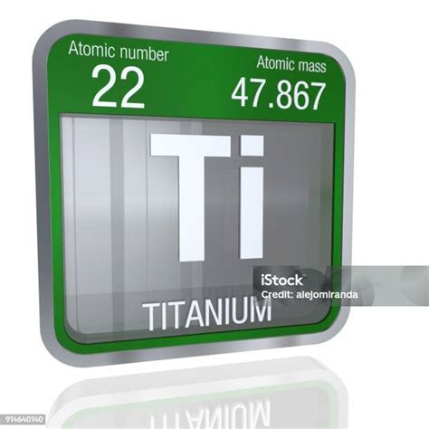 티타늄 금속 테두리 사각형 모양에 바닥에 투명 한 배경을 기호입니다 3d 렌더링입니다 성분의 주기율표의 요소 번호 22 0명에 대한 스톡 사진 및 기타 이미지 Istock