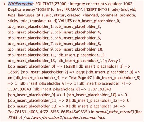7 hook node insert pdoexception exception issue drupal answers