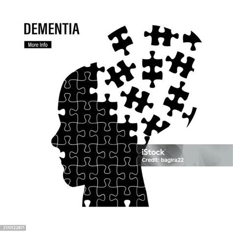 실루엣 인간의 머리 퍼즐이 머리에서 분리되었습니다 치매 기억 상실 또는 쇠퇴 아이콘 퍼즐이 있는 뇌 손상 정신 생각을 잊어버리다 경화증 편집 가능한 획 건강관리와 의술에
