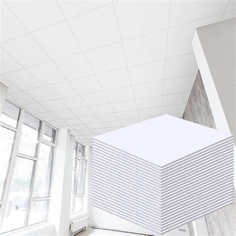 Sasylvia 24 Pcs 2 X 2 Ft Smooth Drop Ceiling Tile Easy Drop In
