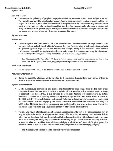 Micro Hinobiagon Nichole M Bshm 1 2cp Pdf Tourism Hotel