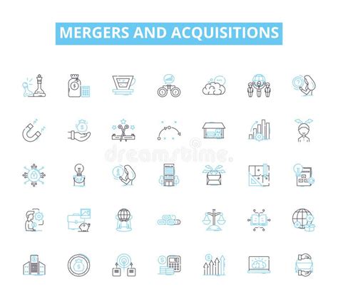 Mergers And Acquisitions Linear Icons Set Consolidation Integration Synergy Dilution