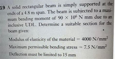 Solved A Solid Rectangular Beam Is Simply Supported At The Chegg