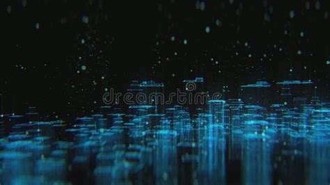 Abstract Futuristic City Dark Background With Connecting Dots And Lines