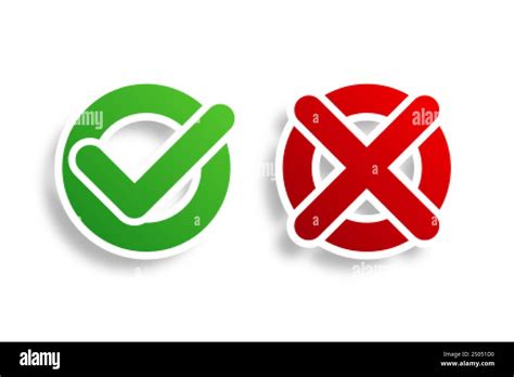Circular Check Mark And Cross Bullet Point Button Stock Vector Image And Art Alamy