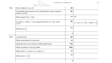 Integration Past Paper Questions For A Level Maths Cambridge 9709