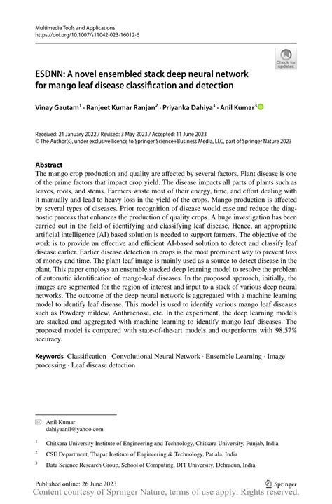 Esdnn A Novel Ensembled Stack Deep Neural Network For Mango Leaf Disease Classification And