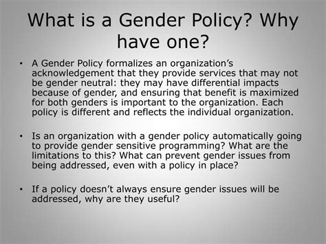 Ppt Gender Policy Framework Components Of A Gender Policy Powerpoint