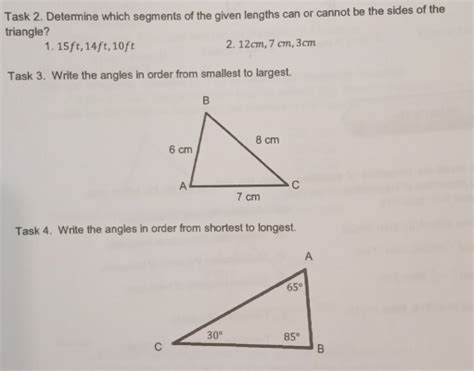Solved Task 2 Determine Which Segments Of The Given Lengths Can Or