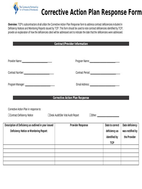 Corrective Action Plan Addresses Contract Requirements Doc