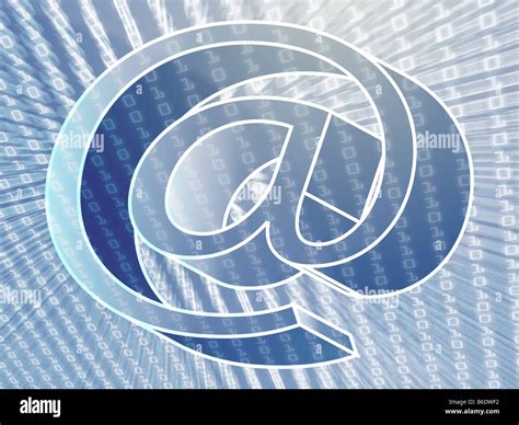 The At Internet Symbol Digital Collage Illustration Of Data Transfer
